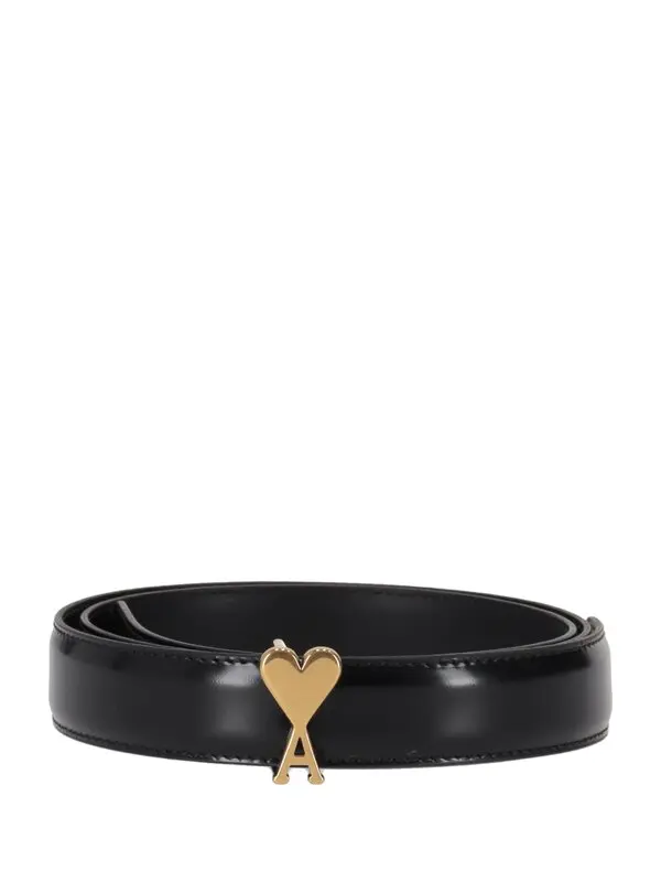 Ami Ceinture Boucle De Coeur 25 Mm - Noir/laiton Vibre