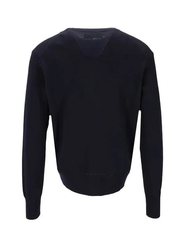 Ami Contrast Heart Crewneck Pullover - Marine/rouge