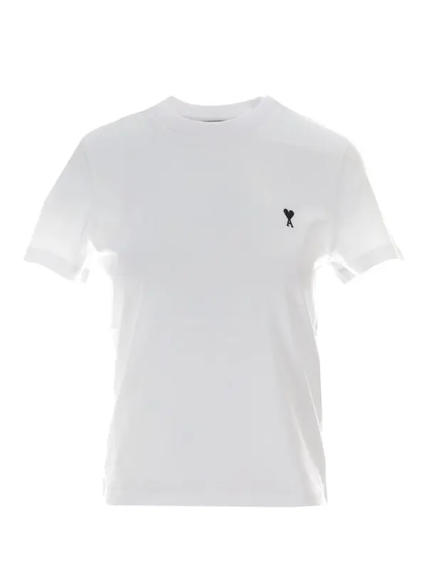 AMI Paris De Coeur Contrast Cropped T-shirt - Blanc