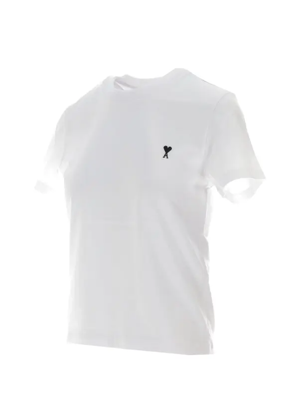 AMI Paris De Coeur Contrast Cropped T-shirt - Blanc