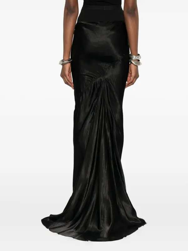 Rick Owens Long Skirt With Ruched Detail - Black