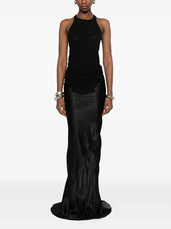 Rick Owens Long Skirt With Ruched Detail - Black