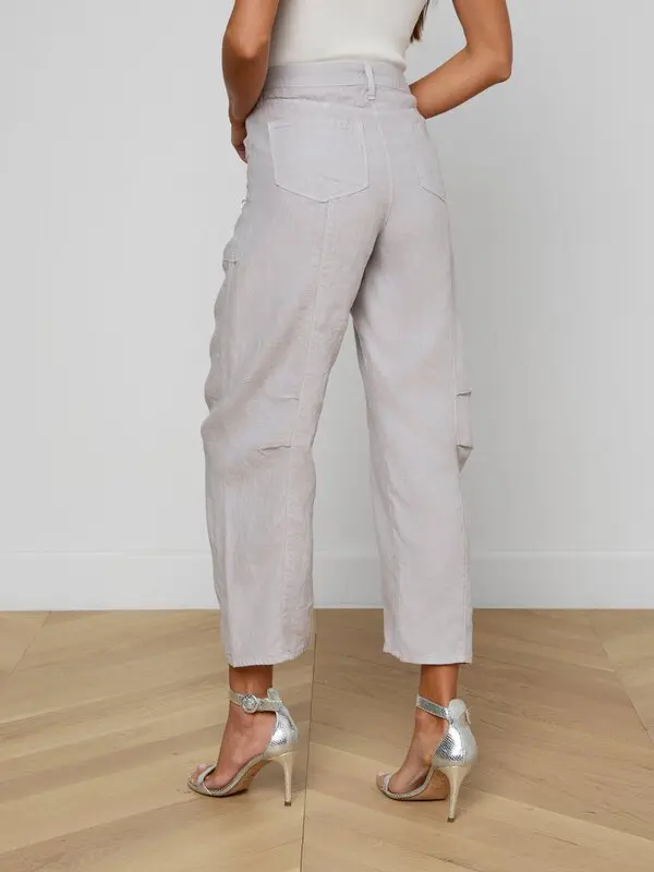 L'Agence Cody Cropped Linen Pants - Light Pewter