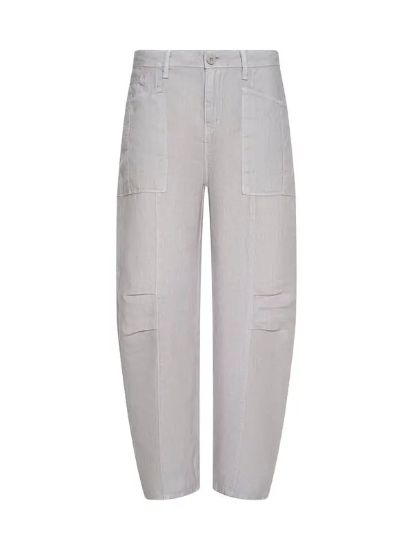 L'Agence Cody Cropped Linen Pants - Light Pewter