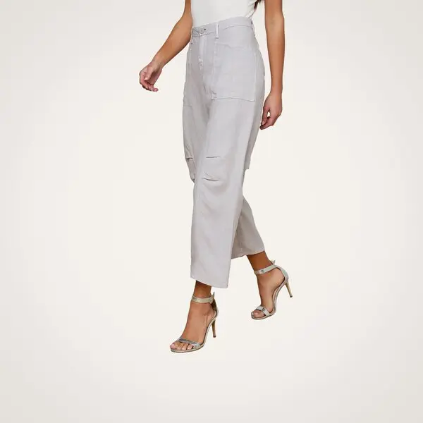 L'Agence Cody Cropped Linen Pants - Light Pewter