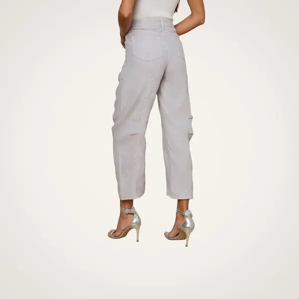 L'Agence Cody Cropped Linen Pants - Light Pewter