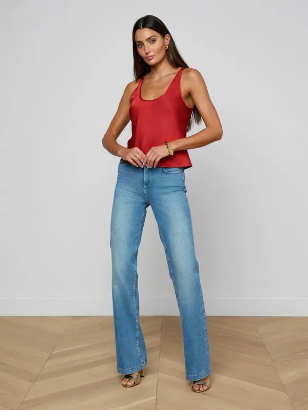 L'Agence Bias-cut Satin Tank Top - Poppy