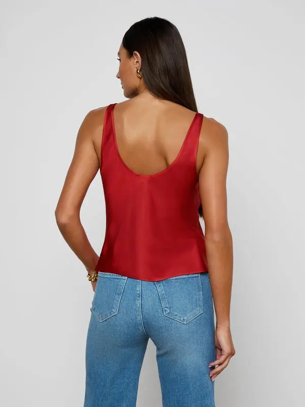 L'Agence Bias-cut Satin Tank Top - Poppy