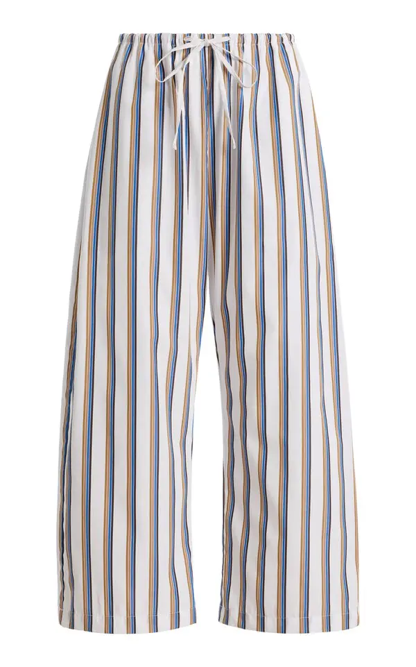 LESET Striped Cropped Drawstring Pants - Multi