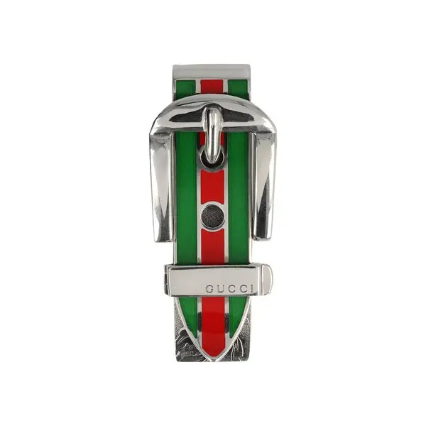 Gucci Garden Web Buckle Money Clip - Silver