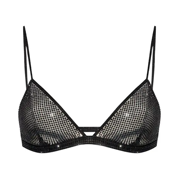FERRAGAMO Crystal Embellished Triangle Bralette - Black