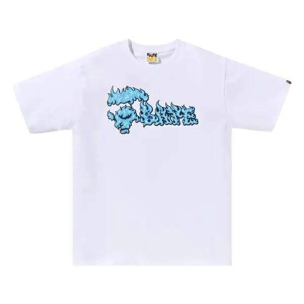 A BATHING APE Flame Ape Face Tee - White
