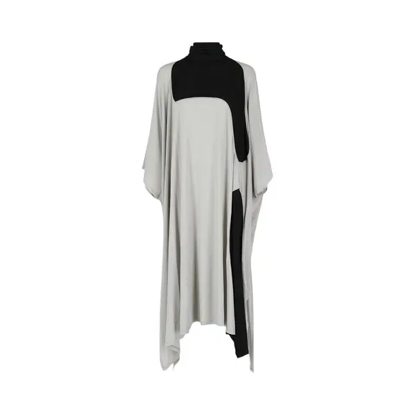 FERRAGAMO High Neck Kaftan With Sash Inlay - Grey
