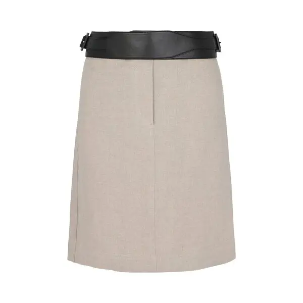 FERRAGAMO Skirt With Removable Leather Belt - Tan