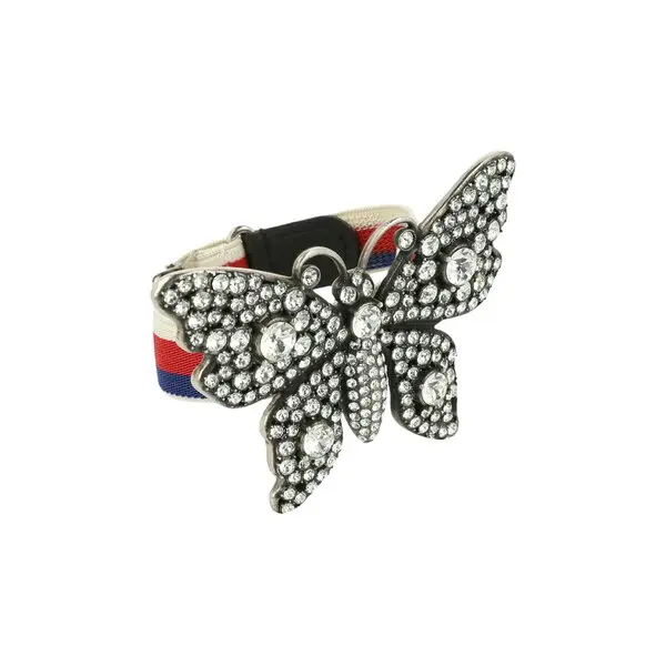 Gucci Crystal Embellished Butterfly Bracelet - Silver