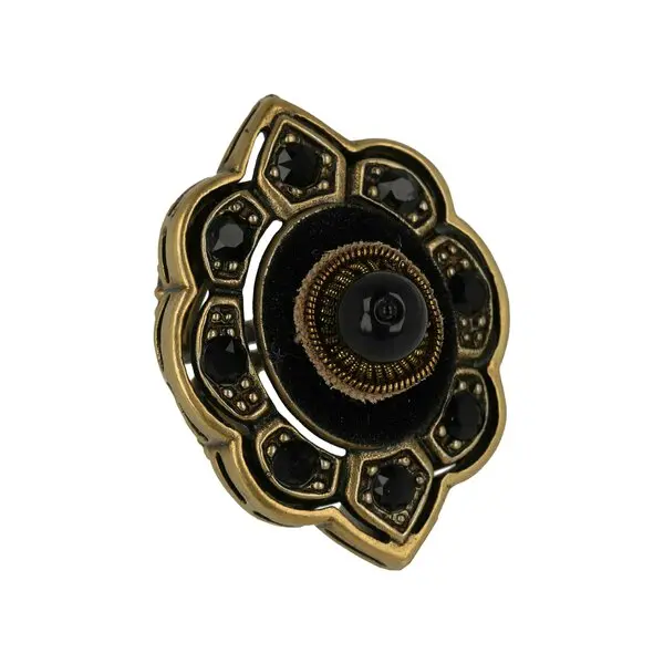 Gucci Velvet And Crystal Pincushion Ring - Gold