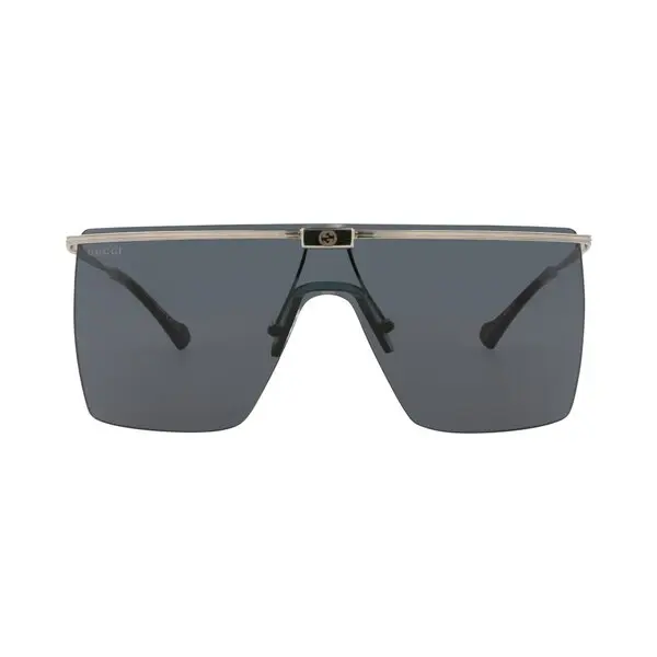 Gucci Shield-frame Metal Sunglasses - Silver