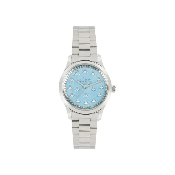 Gucci G-timeless Turquoise Stone Bracelet Watch - Silver