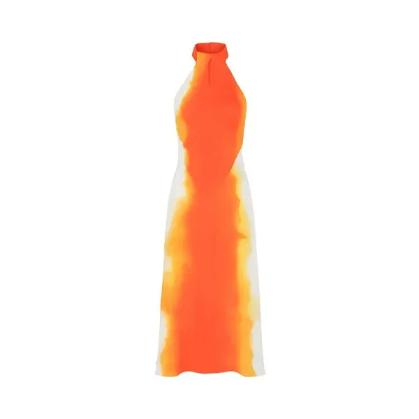 FERRAGAMO Abstract-print Halterneck Dress - Orange