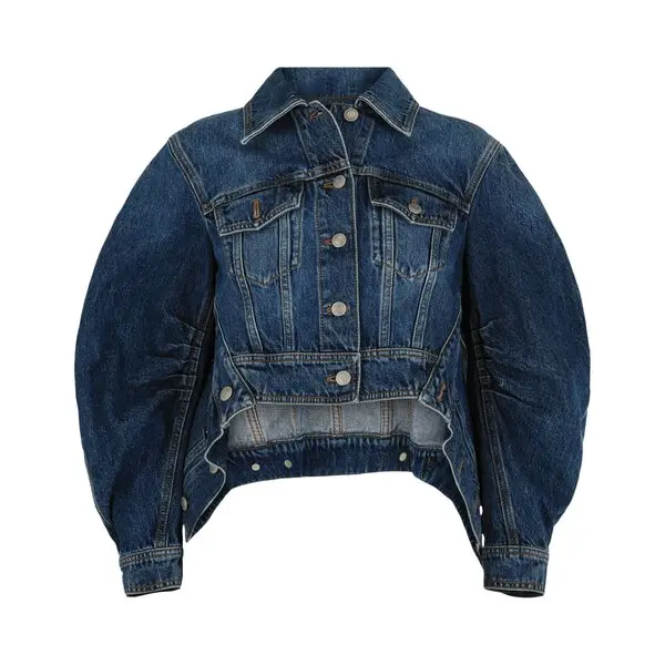 Alexander McQueen Cropped Cocoon Sleeve Denim Jacket