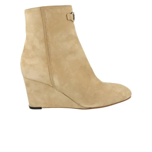 FERRAGAMO Catuja 70 Suede Ankle Bootie - White