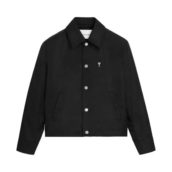 AMI Paris Buttoned Jacket With De Coeur Stud - Black