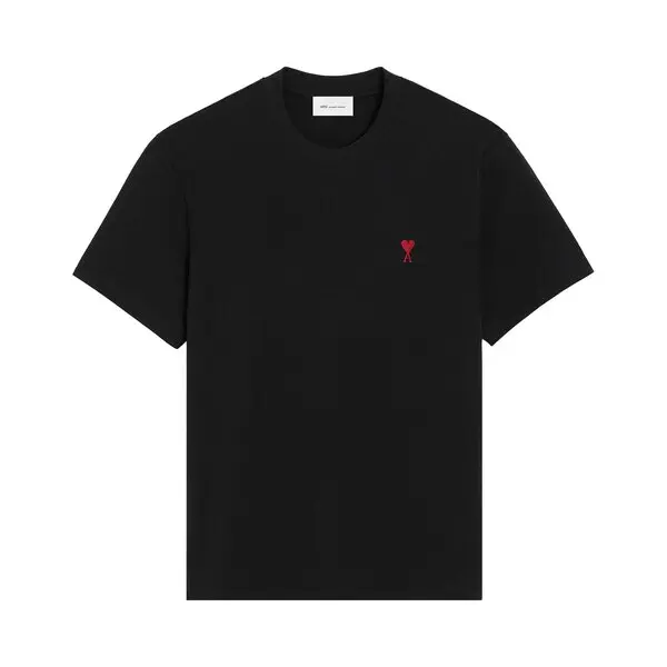 Ami Quota Red De Coeur T-shirt - Black