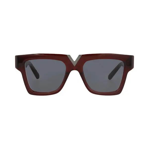 Valentino Garavani Square-frame Metal Sunglasses 'bordeaux/grey - Brown