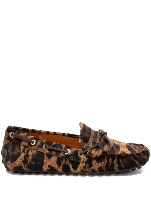 TOD`S Leopard Print Hairloom Loafers - Brown