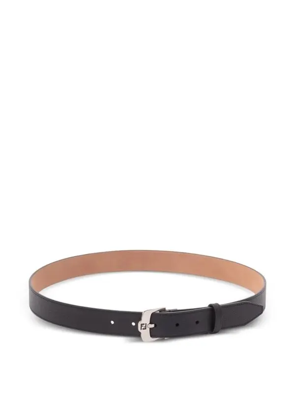 Fendi Hook Buckle Leather Belt - Black