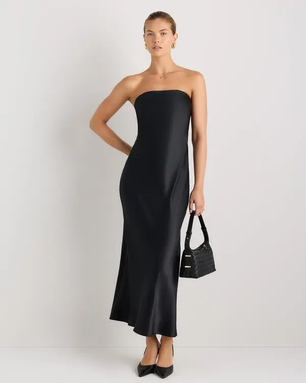 Quince Strapless Scarf Maxi Dress - Black