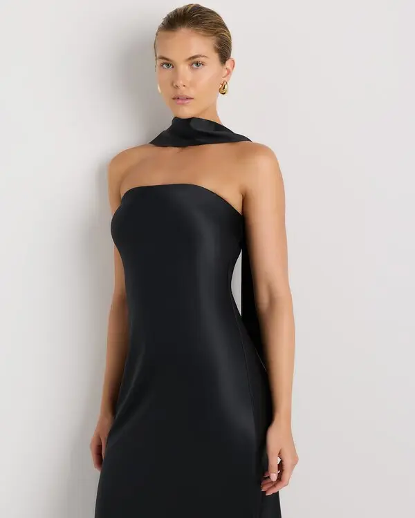 Quince Strapless Scarf Maxi Dress - Black