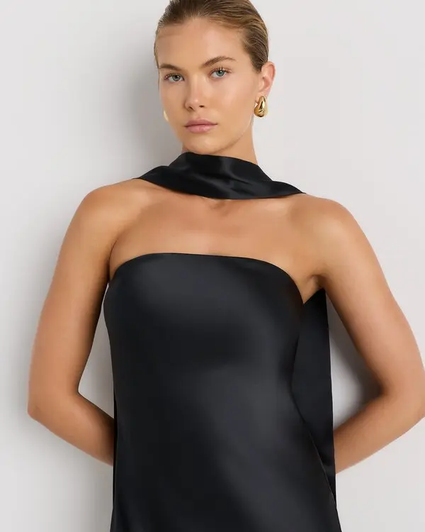 Quince Strapless Scarf Maxi Dress - Black