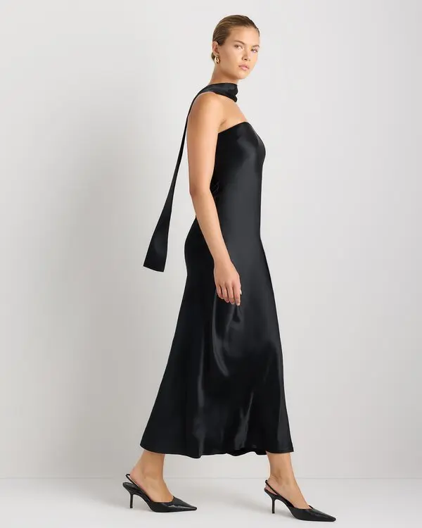 Quince Strapless Scarf Maxi Dress - Black