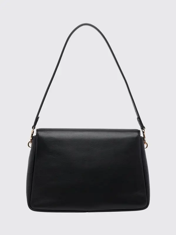 Tory Burch Charlie Smooth Calf Leather Shoulder Bag With Double T Logo - Black