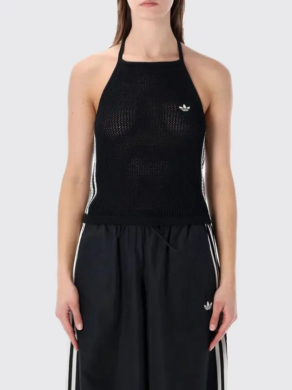 ADIDAS ORIGINALS Cropped Halterneck Top In Technical Fabric - Black