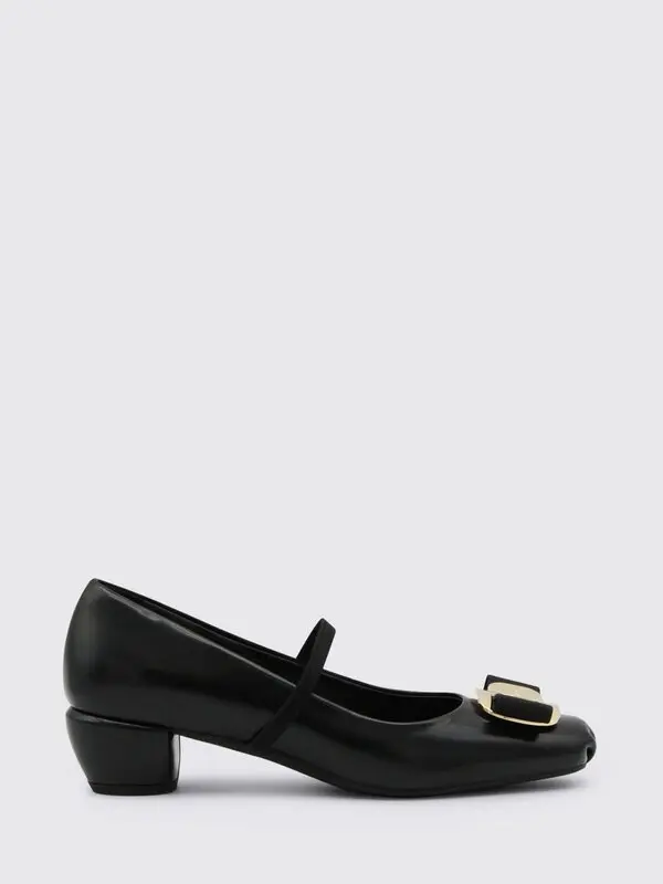 FERRAGAMO Vara Mary Jane Ballerinas In Nappa Leather - Black