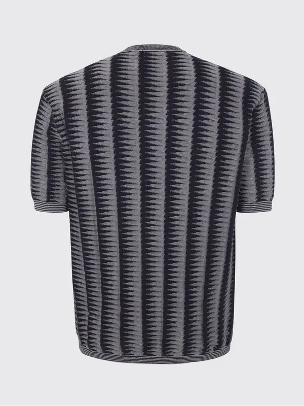 Emporio Armani Cotton Crew Neck Sweater With Abstract Pattern