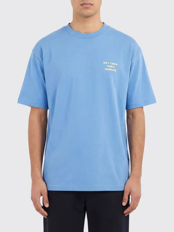 Drole De Monsieur Cotton T-shirt With Slogan - Blue