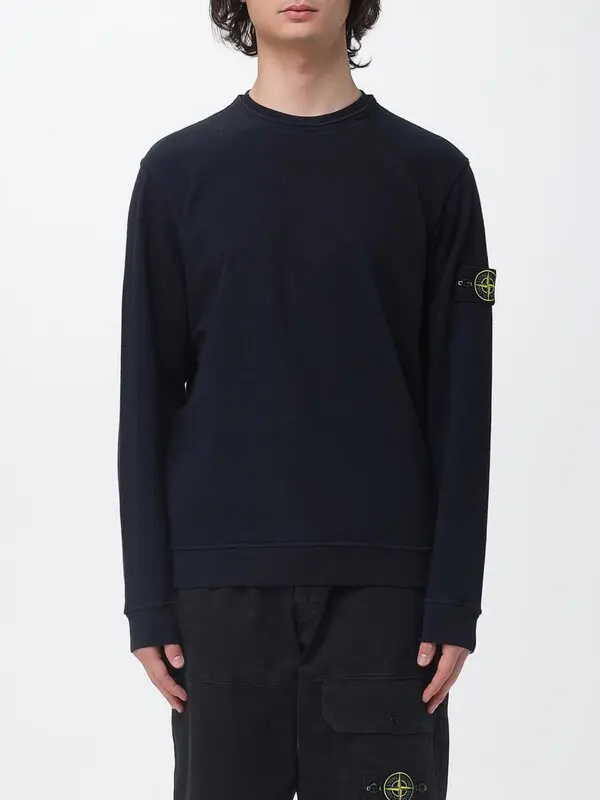 Stone Island Cotton Crew Neck Sweatshirt With Logo Patch - Blue