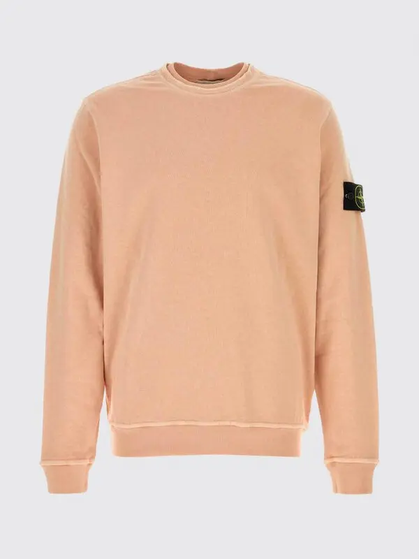 Stone Island Cotton Crew Neck Sweatshirt With Logo Patch - Pink