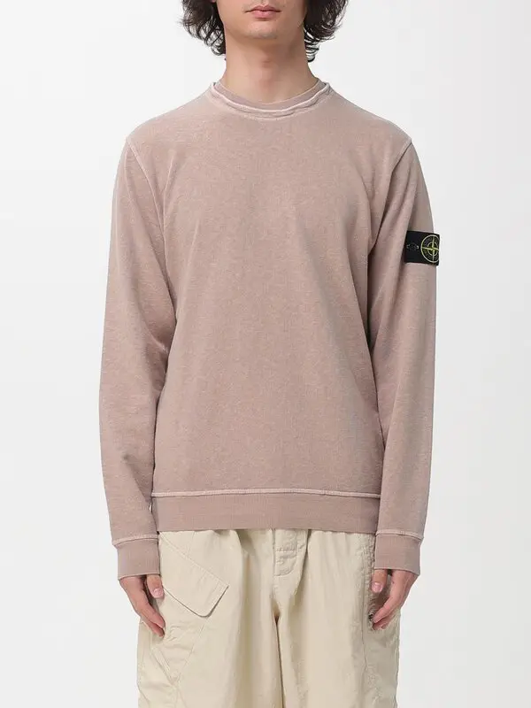 Stone Island Cotton Crew Neck Sweatshirt With Logo Patch - Sand