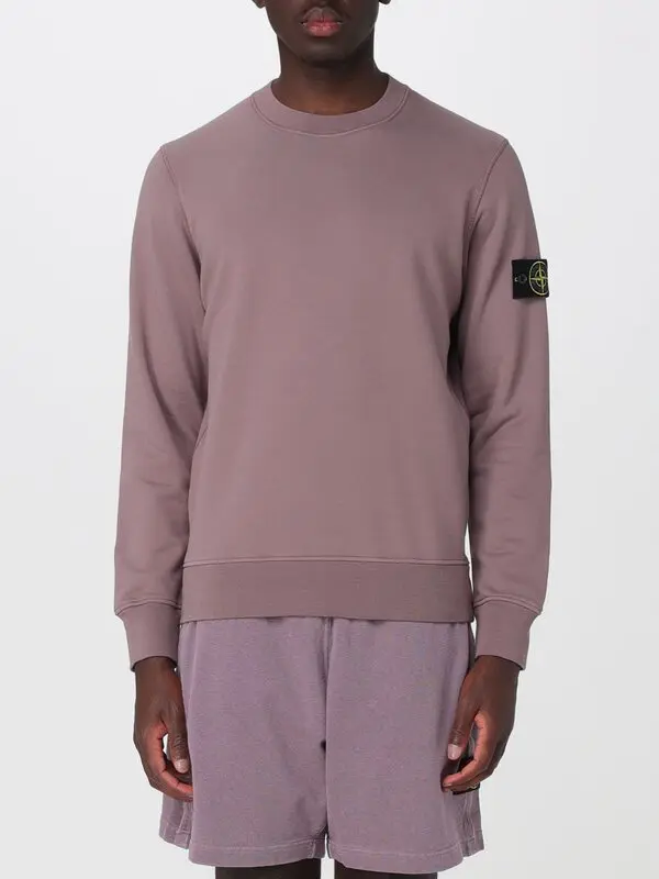 Stone Island Cotton Crew Neck Sweatshirt With Logo Patch - Violet