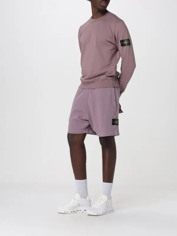 Stone Island Cotton Crew Neck Sweatshirt With Logo Patch - Violet