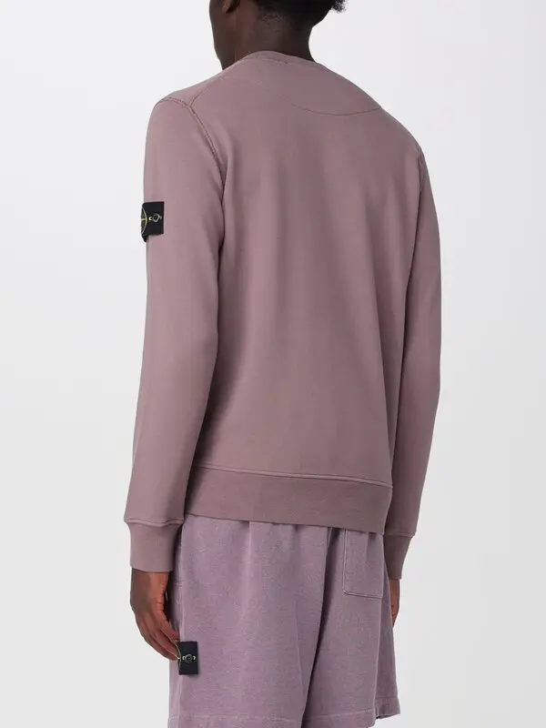 Stone Island Cotton Crew Neck Sweatshirt With Logo Patch - Violet