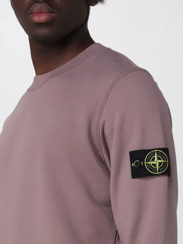 Stone Island Cotton Crew Neck Sweatshirt With Logo Patch - Violet