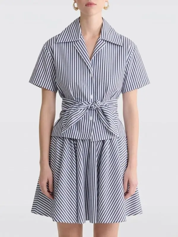 PATOU Striped Shirt With Front Tie Detail - Blue