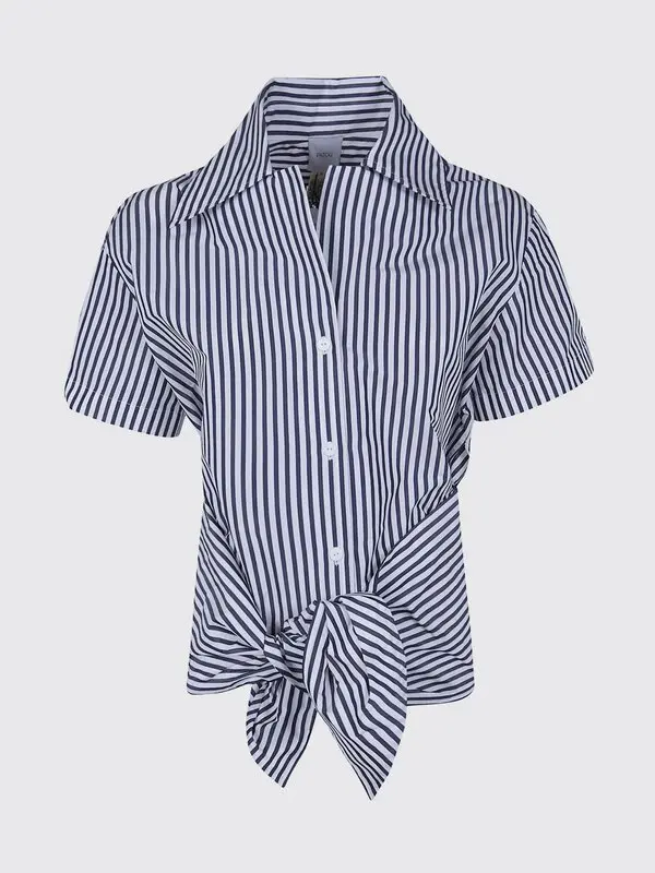 PATOU Striped Shirt With Front Tie Detail - Blue