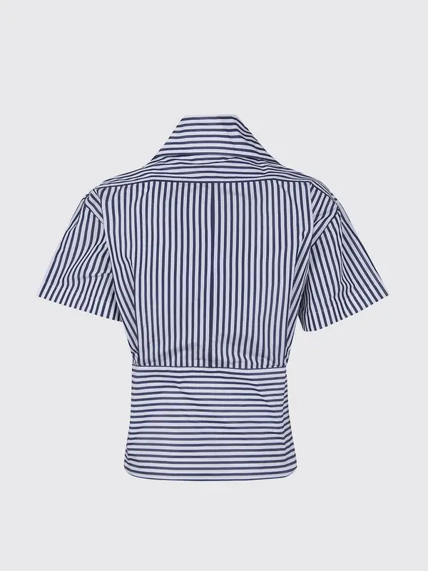 PATOU Striped Shirt With Front Tie Detail - Blue