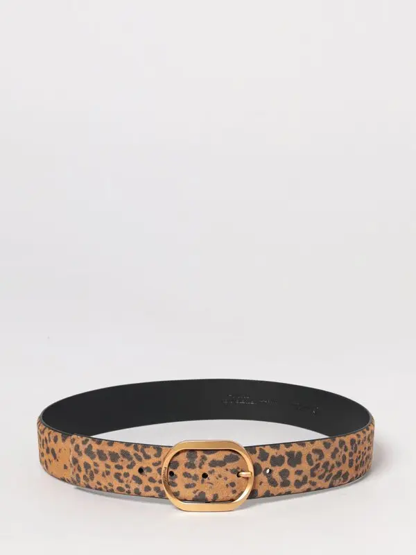 Pinko Belt With Leopard Print And Gold-tone Buckle - Brown